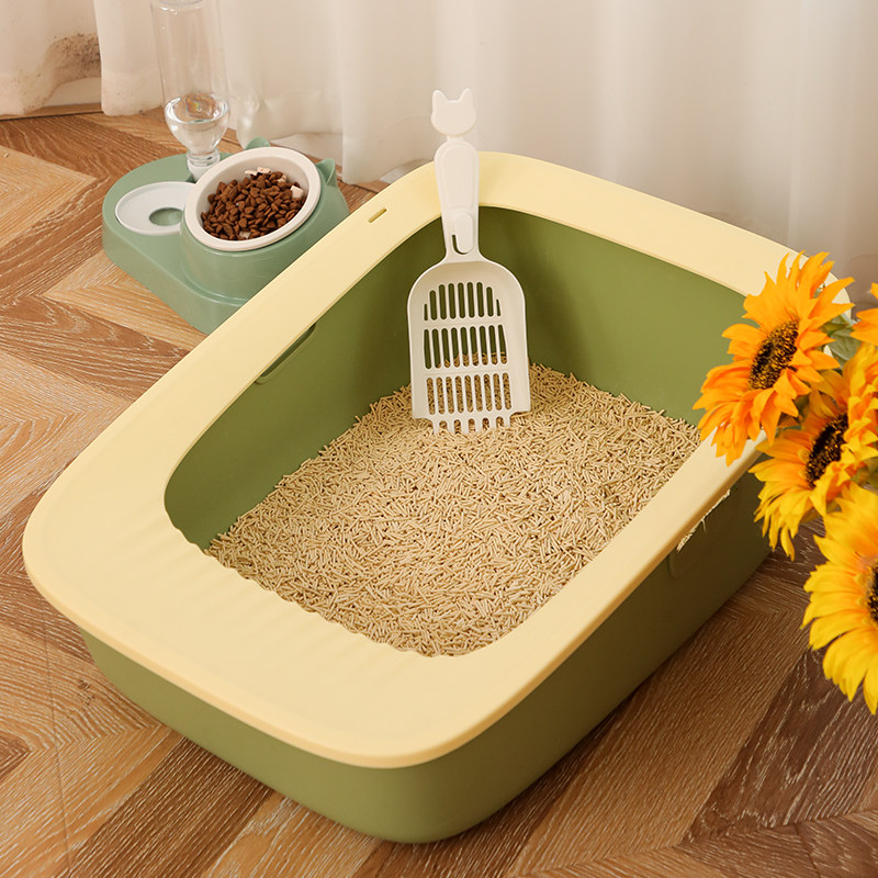 Oversized Semi-Enclosed Cat Litter Box - Anti-Splash Feces Basin for ...