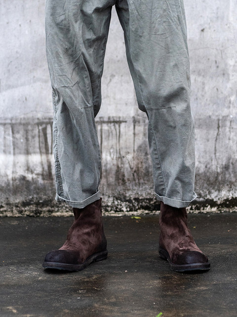 Genuine leather sole washing craftsman retro Chelsea Martin boots men's ...