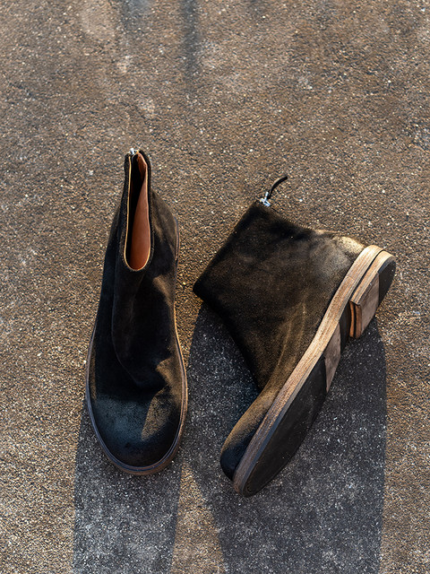 Genuine leather sole washing craftsman retro Chelsea Martin boots men's ...