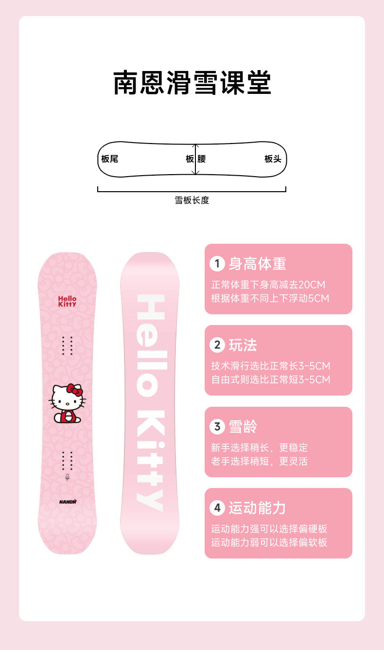 Hello Kitty x Nanen Snowboard - Adult Carved Sintered Board for Men and ...