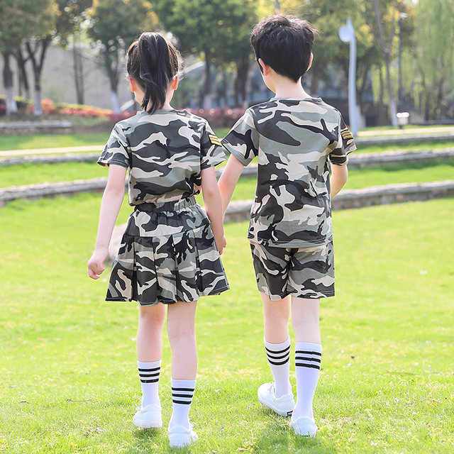 Summer children's camouflage suit boys' short-sleeved summer camp ...
