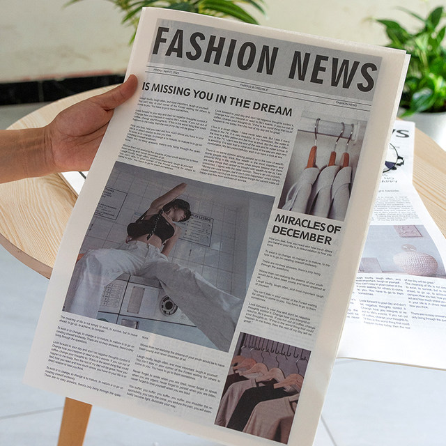 Ins simple English newspaper photo live broadcast props B&B home ...