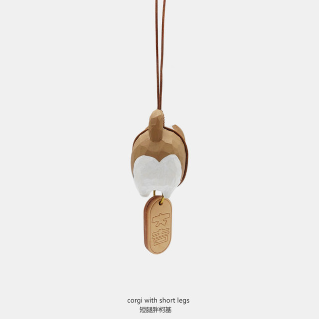 Short-legged fat corgi original rearview mirror pendant fat corgi wood ...
