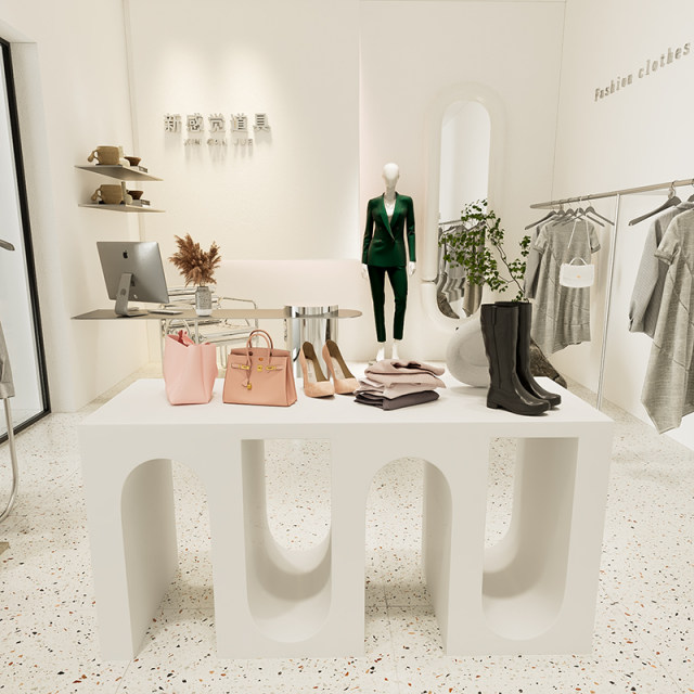 Modern minimalist style island display table clothing store soft ...
