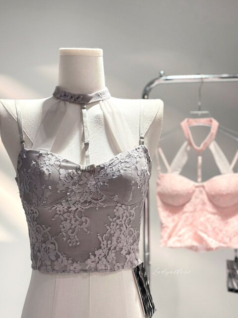 Lace aesthetic LA*MH original design sexy women's niche halter neck ...