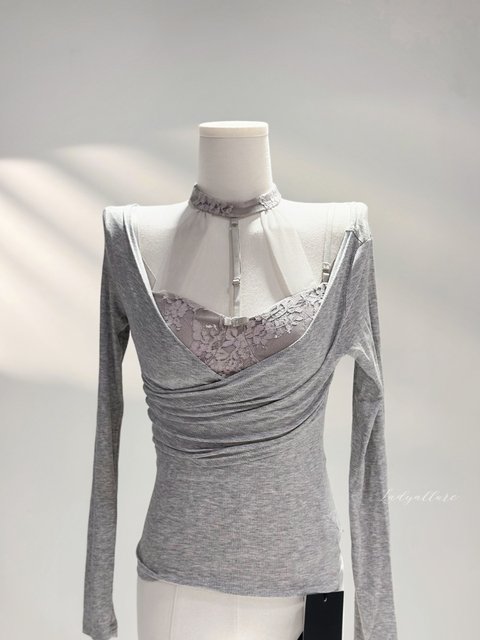 Lace aesthetic LA*MH original design sexy women's niche halter neck ...