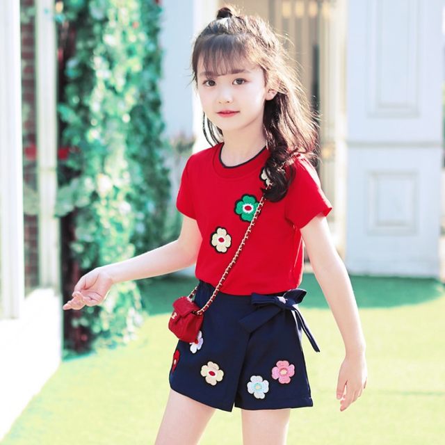 Girls Summer Suit 2024 New Trendy Big Children Short-sleeved Children's ...