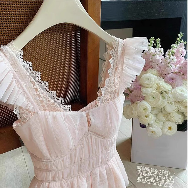 [Lyberries Smoothie] Chiffon lace shirt, small flying sleeves, texture ...