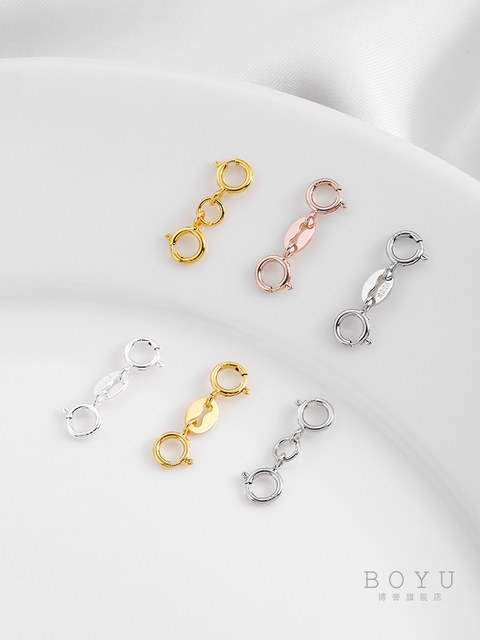 S925 Silver Clasp Bracelet Necklace Double-Ended Spring Connector Color ...