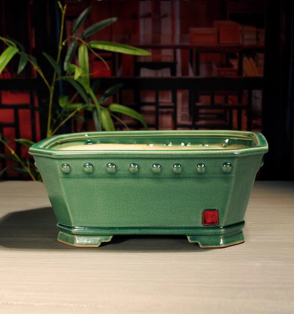 Bonsai flower pot ceramic large rectangular flower pot retro high-end ...