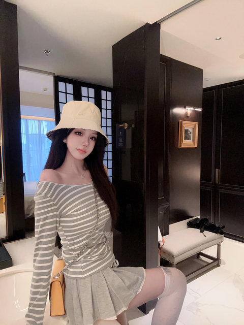 Eva Junjun Jiang pure casual and versatile slim striped long-sleeved cotton T-shirt for women ...