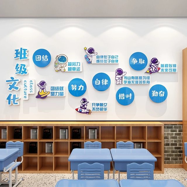 Class Cultural Wall layout of three -dimensional wall stickers Primary ...