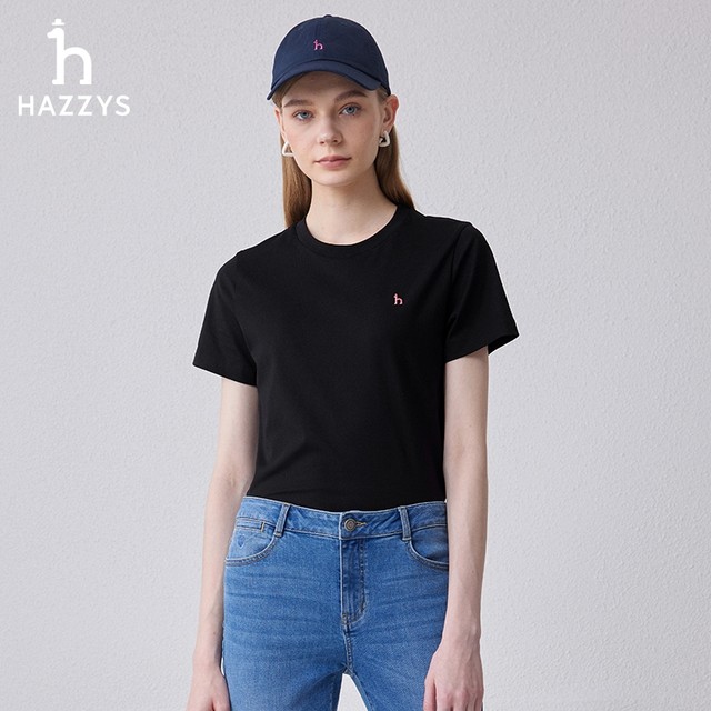 Hazzys Haggis white short-sleeved T-shirt women's summer new round neck T-shirt top
