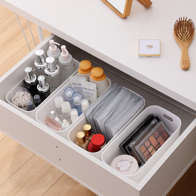 Drawer storage box Long strip box, skin care, small items separated by ...