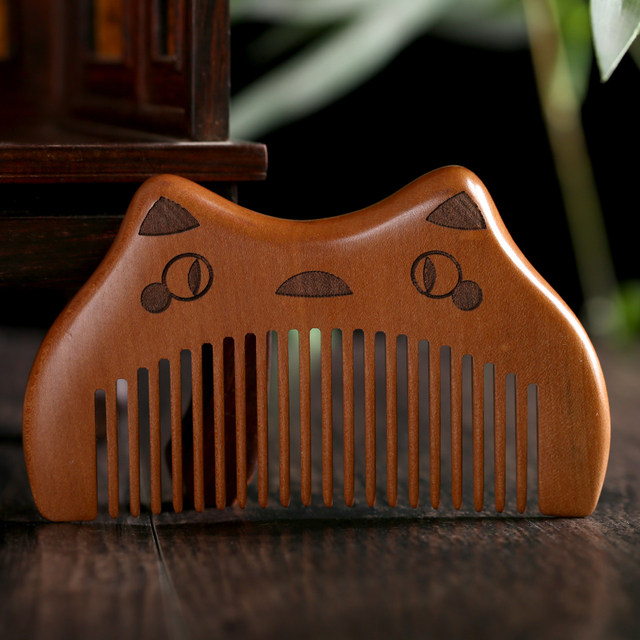 Cute mini peach wood comb, compact and portable, small sandalwood ...