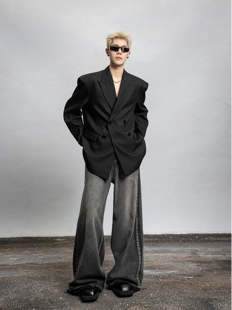 Dbw Doublewin Niche High-End Silhouette Padded Shoulder Casual Suit for Men and Women, Stylish ...