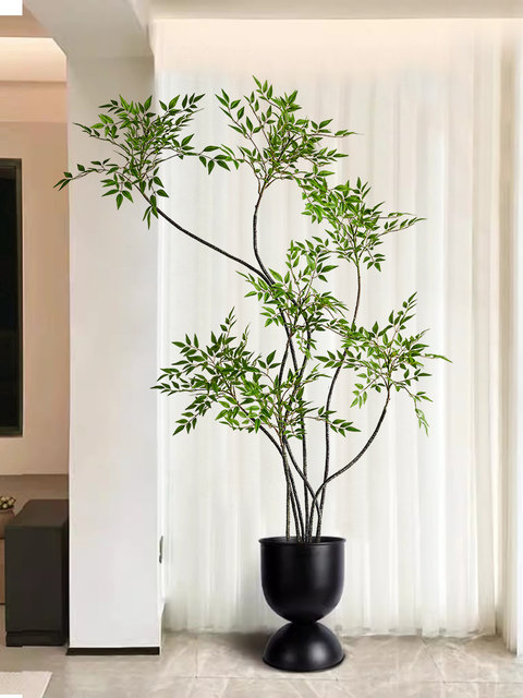 High-end light luxury simulated green plant potted Nandina bamboo ...