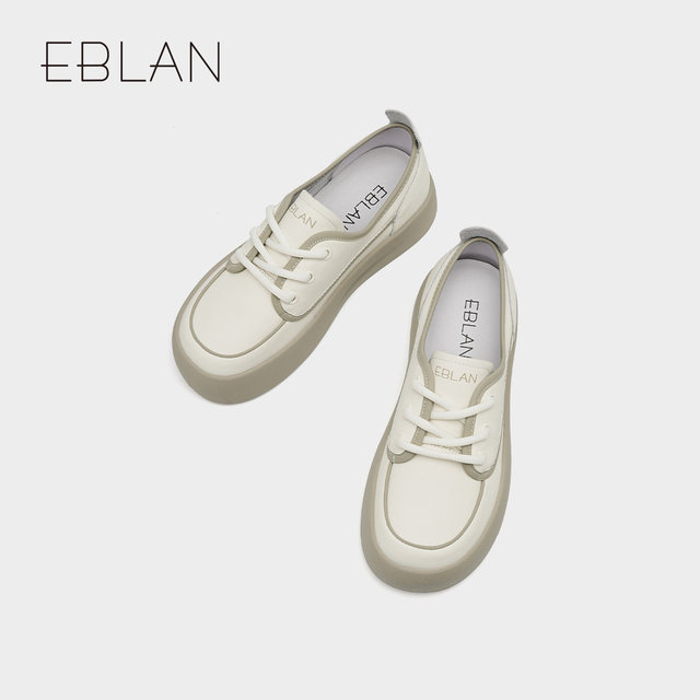 EBLAN/Yiban thick-soled height-increasing white shoes 2024 autumn new ...