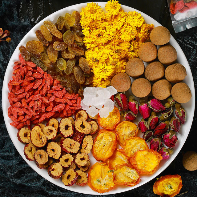 Red dates, longan, wolfberry tea, rose tea combination, eight-treasure ...