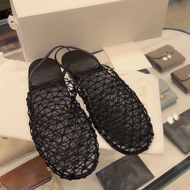 Genuine Leather Toe-Toe Back Strap Fishnet Flats Sandals Roman Shoes 25 ...