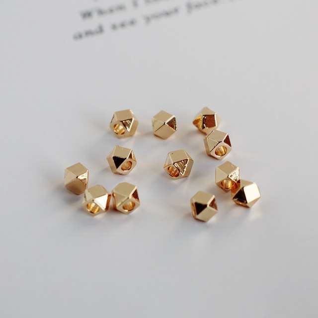 14k gold-plated color-preserving square cut-corner beads spacer beads ...