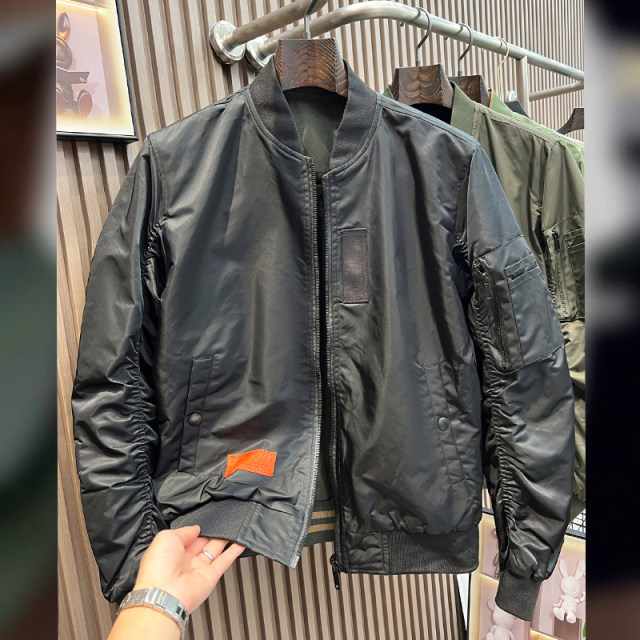 Double-sided work jacket men's American retro pilot collar jacket ...