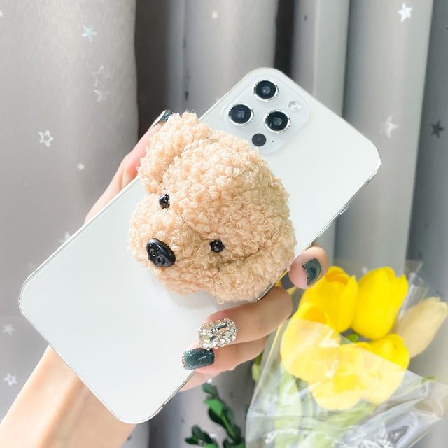 Mobile phone airbag holder Korean ins style cute teddy dog plush women ...