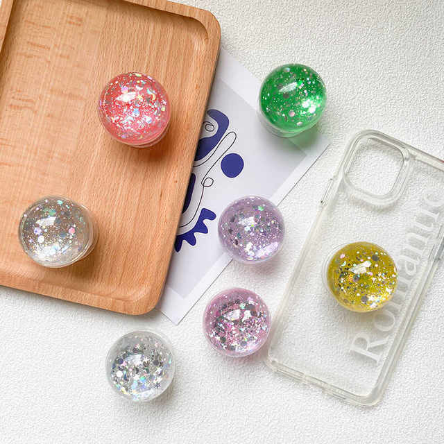 Mobile phone air bag holder retractable and foldable crystal glitter ...