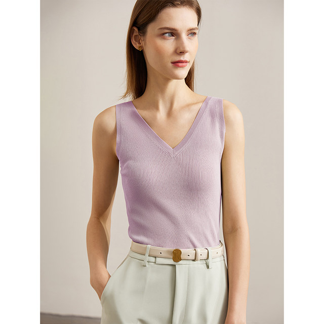 Amii2024 new autumn style versatile V-neck pit strip knitted camisole ...