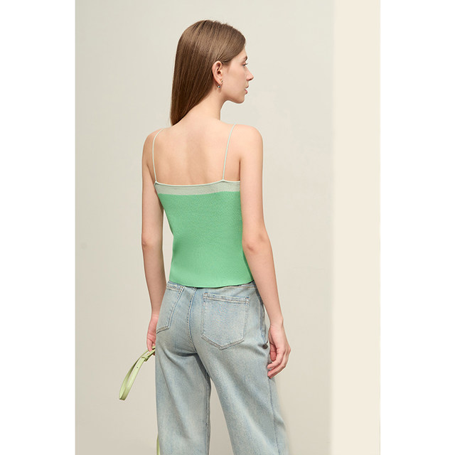 Amii color block camisole women's 2024 summer new one-line collar slim ...
