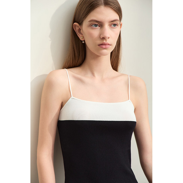 Amii color block camisole women's 2024 summer new one-line collar slim ...