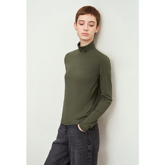 AMII2024 Autumn new commuting semi -high -collar letters embroidery ...