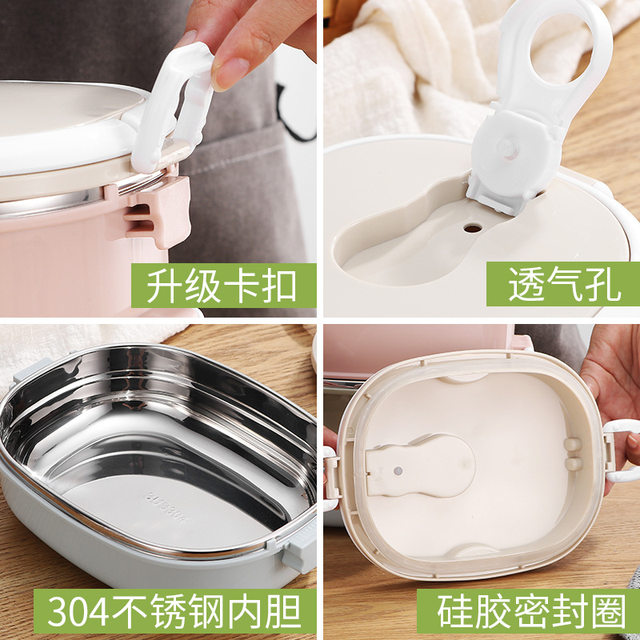 304 stainless steel insulated lunch box bucket 3 multi-layer lunch box ...