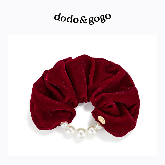 DODOGO Autumn and Winter Red New Year Velvet Pearl Hair Circle French ...