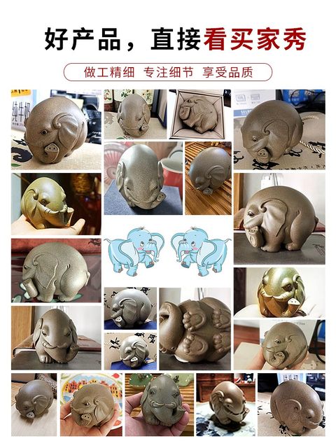 Yixing famous purple sand tea pet small ornaments can raise auspicious ...