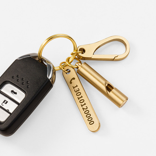 Brass Anti-Lost Tag Phone Number Pendant Keychain Creative Stylish ...