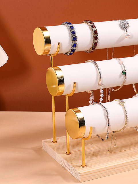 Simple jewelry bracelet rack gold three-layer watch bracelet display ...
