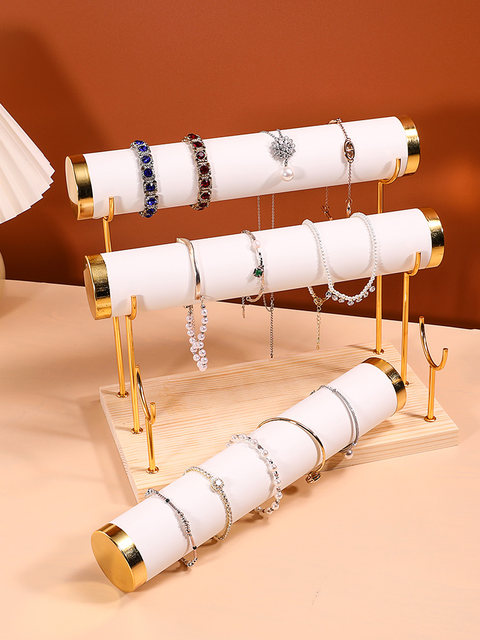 Simple jewelry bracelet rack gold three-layer watch bracelet display ...