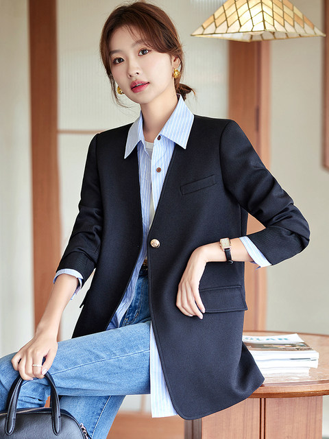 Collarless white suit jacket for women spring and autumn 2024 new style ...