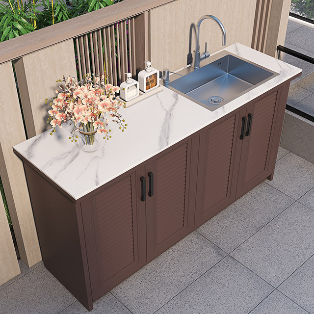 Outdoor aluminum alloy washbasin, courtyard slate sink integrated ...