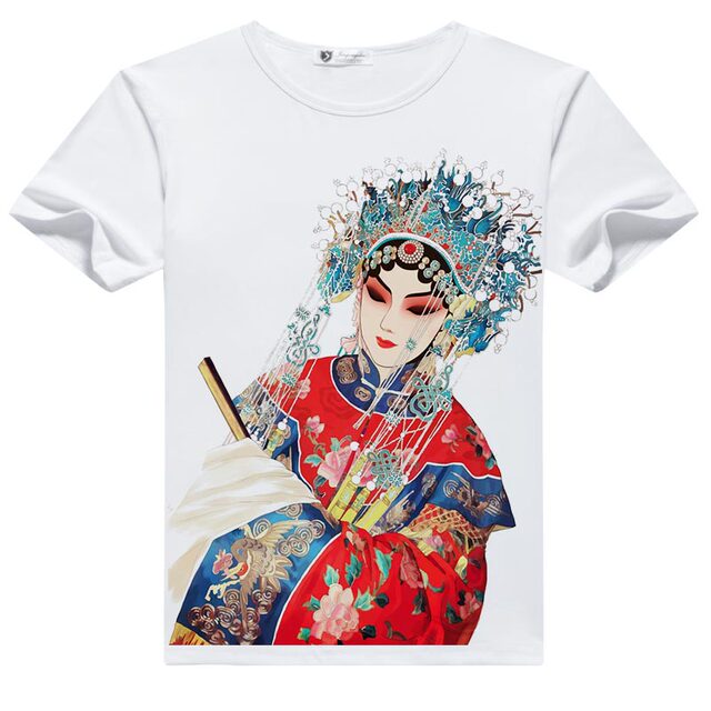 2024 summer new women's Peking opera pattern printing short -sleeved T ...