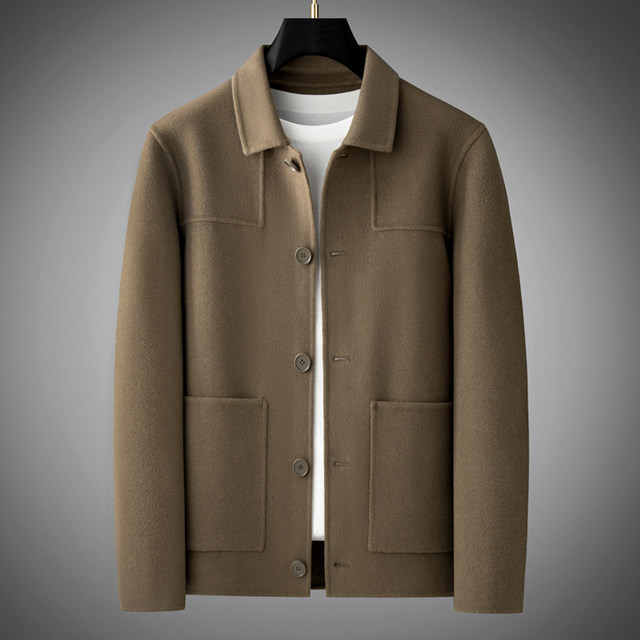 Autumn and winter high -end simplicity versatile casual woolen coat men ...
