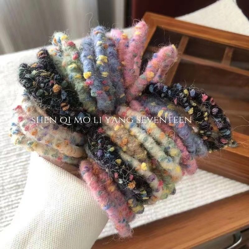 Korean autumn and winter warm colorful wool hair ropes and high elastic ...