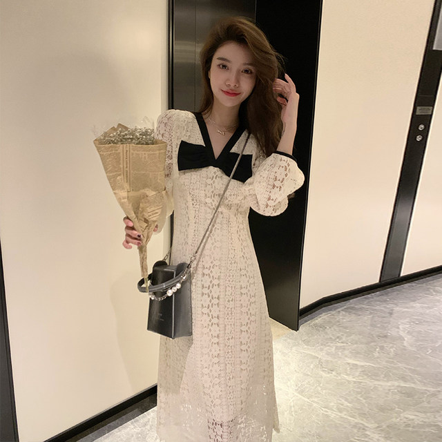 Deng Liuliu's fugitive princess dress, gentle style bow tie, waist ...