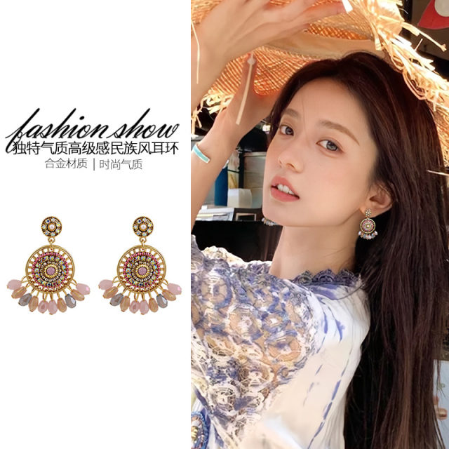 Bohemian ethnic style crystal tassel earrings for women 2025 new ...