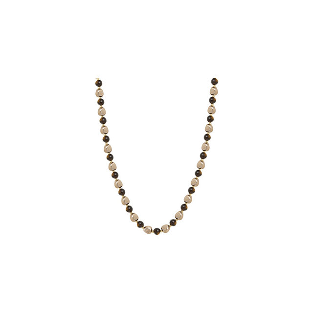 2024 New Autumn and Winter Maillard Tiger Eye Stone Splicing Necklace ...