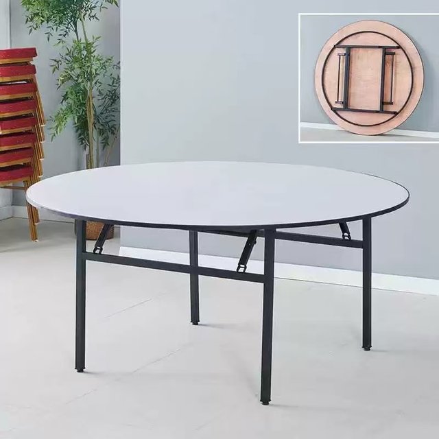 Household folding table dining table hotel glass turntable simple ...
