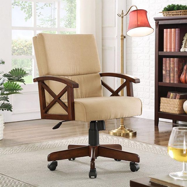 Solid wood computer chair, home office chair, American swivel chair ...