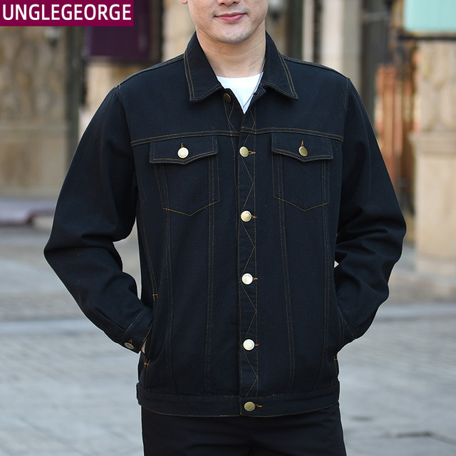 Men's denim jacket large size loose cotton jacket men's spring and ...
