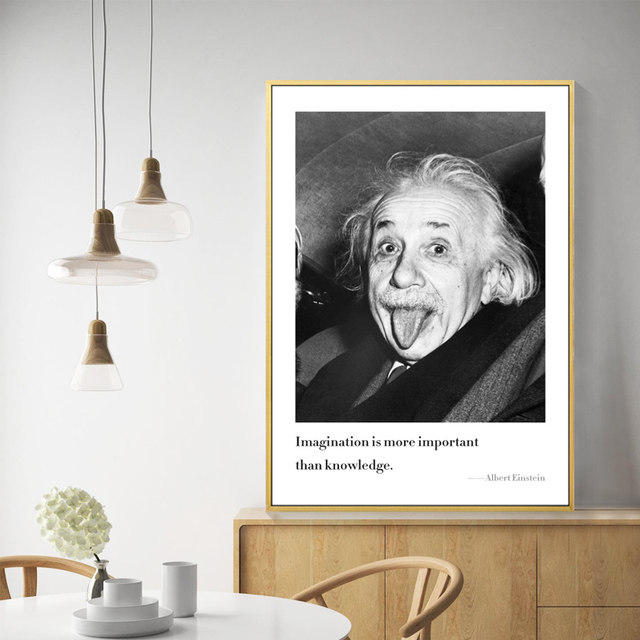 Einstein hanging painting creative black and white character poster ...